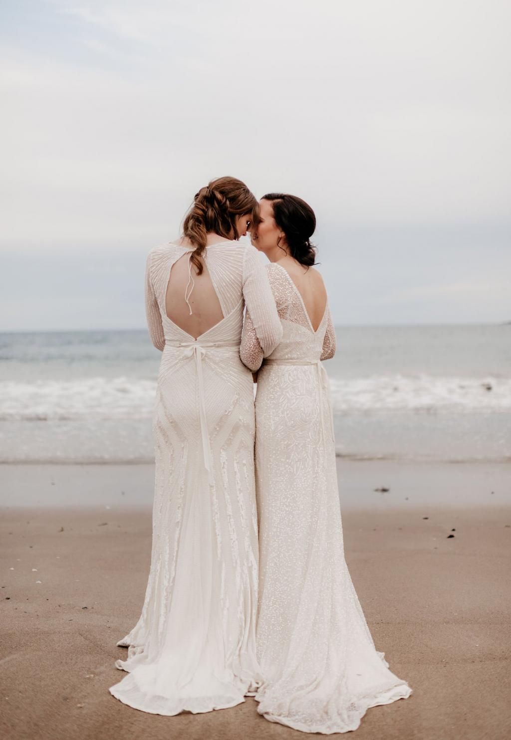 Celine Gown | Long Sleeve V-Neck Beaded Wedding Dress | Karen Willis Holmes