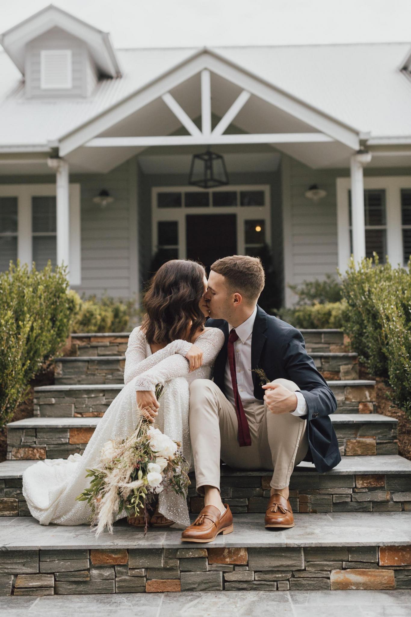 Celine Gown | Long Sleeve V-Neck Beaded Wedding Dress | Karen Willis Holmes