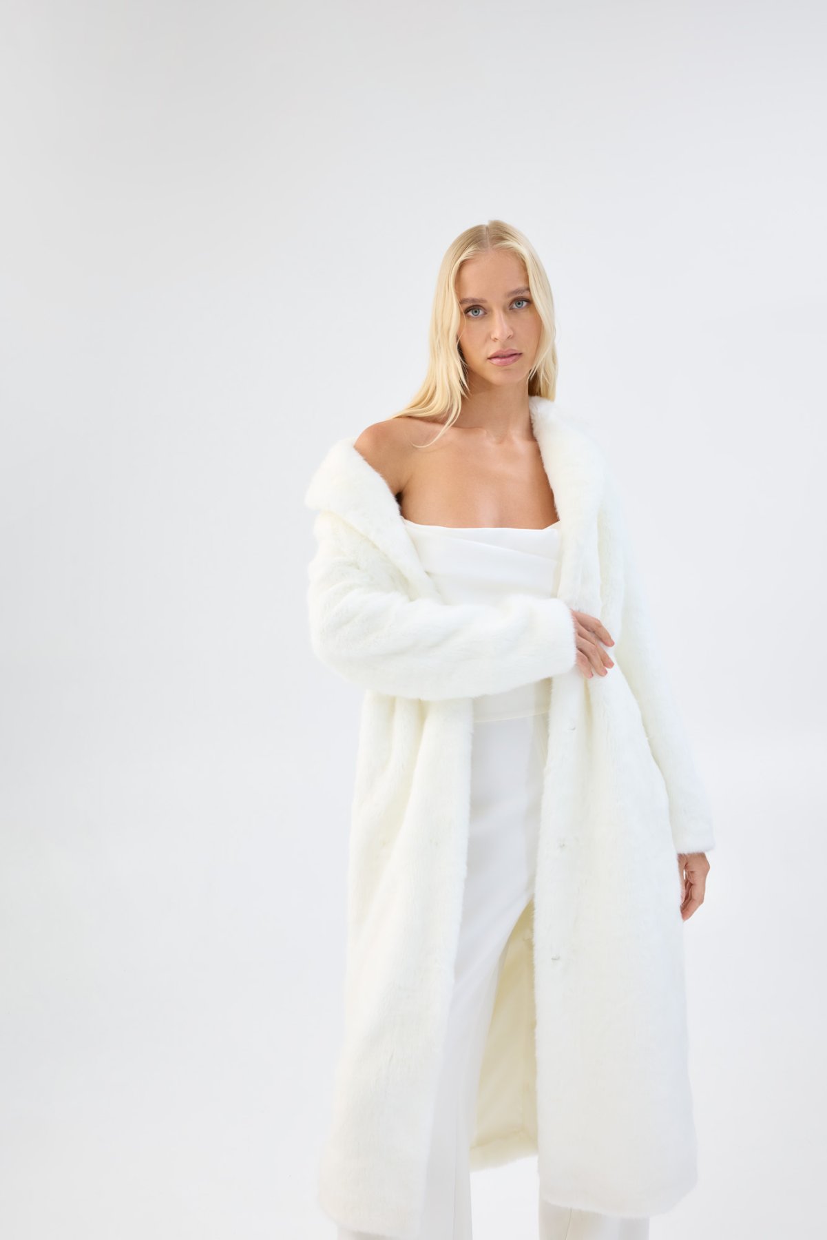 Unreal Fur Dove Coat | Long Bridal Coat | KWH Bridal