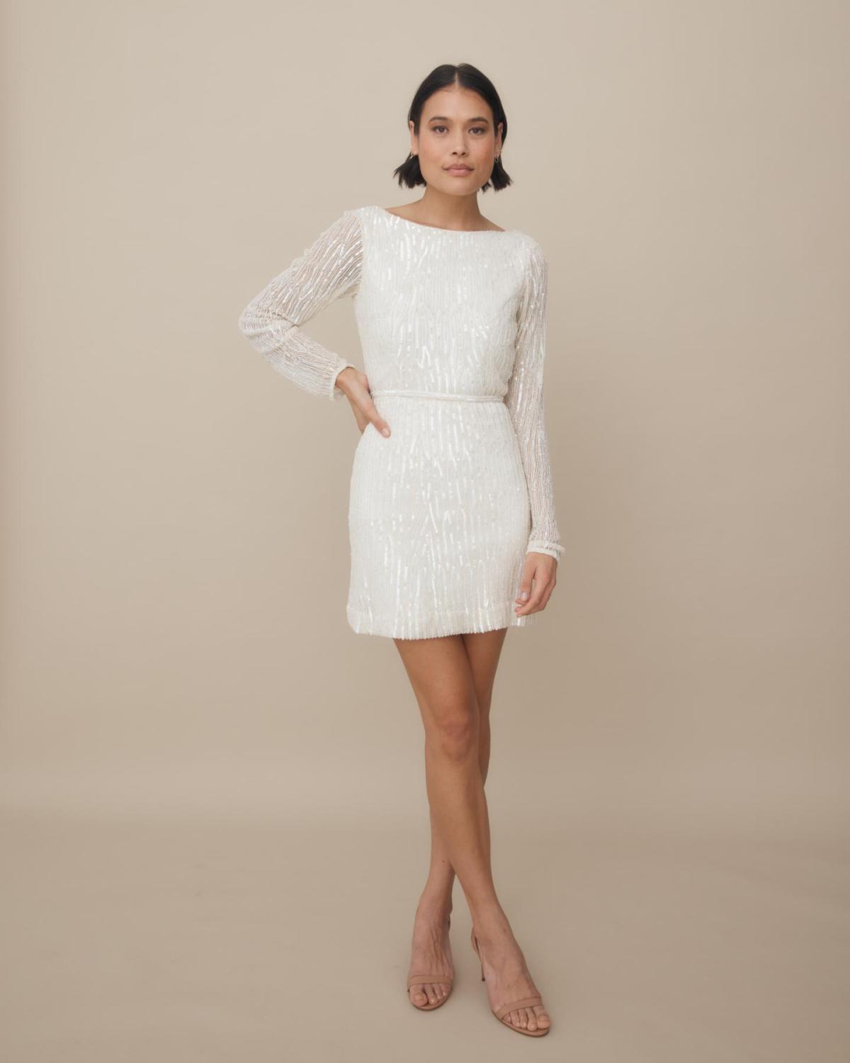 Perry Mini | Beaded Long Sleeve Mini Dress | Karen Willis Holmes
